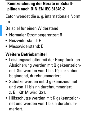 Cable and connector reference designators according to standard EN IEC ...